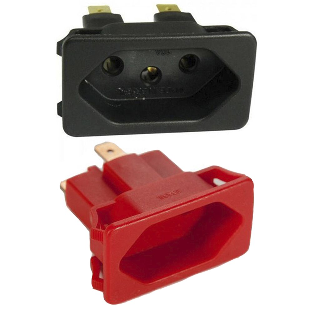 14 Tomada Fêmea Embutir Tpa2-3 Vermelho Preto 3 Pinos Painel Aparelhos ...