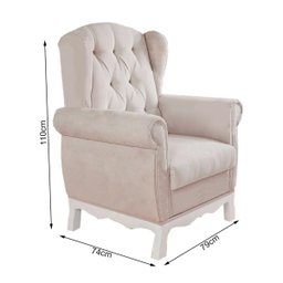 Poltrona Realeza Em Tecido Bege Liso | MadeiraMadeira