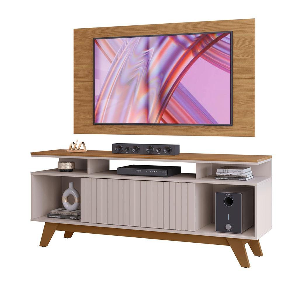 Painel Com Rack Para Tv 50 Polegadas Carvalho Nobre Griz Luke E Liam Dj ...