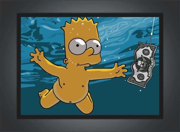 Quadro Decorativo Bart Simpsons Nirvana Salas Quartos Decorações Com ...