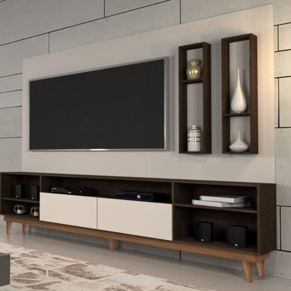 Rack com Painel para TV Florença Off White Teka | MadeiraMadeira