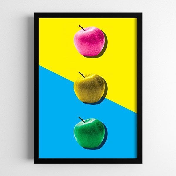 Quadro Decorativo Fruta Maçã Pop Art - Preta - 42x30cm (A3 ...