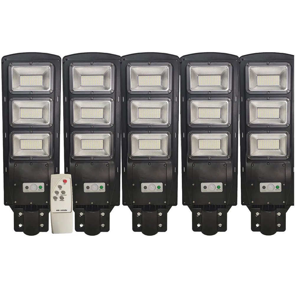 Luminaria Solar Poste Led 180w Controle 5 Und Sensor de Proximidade Rua ...
