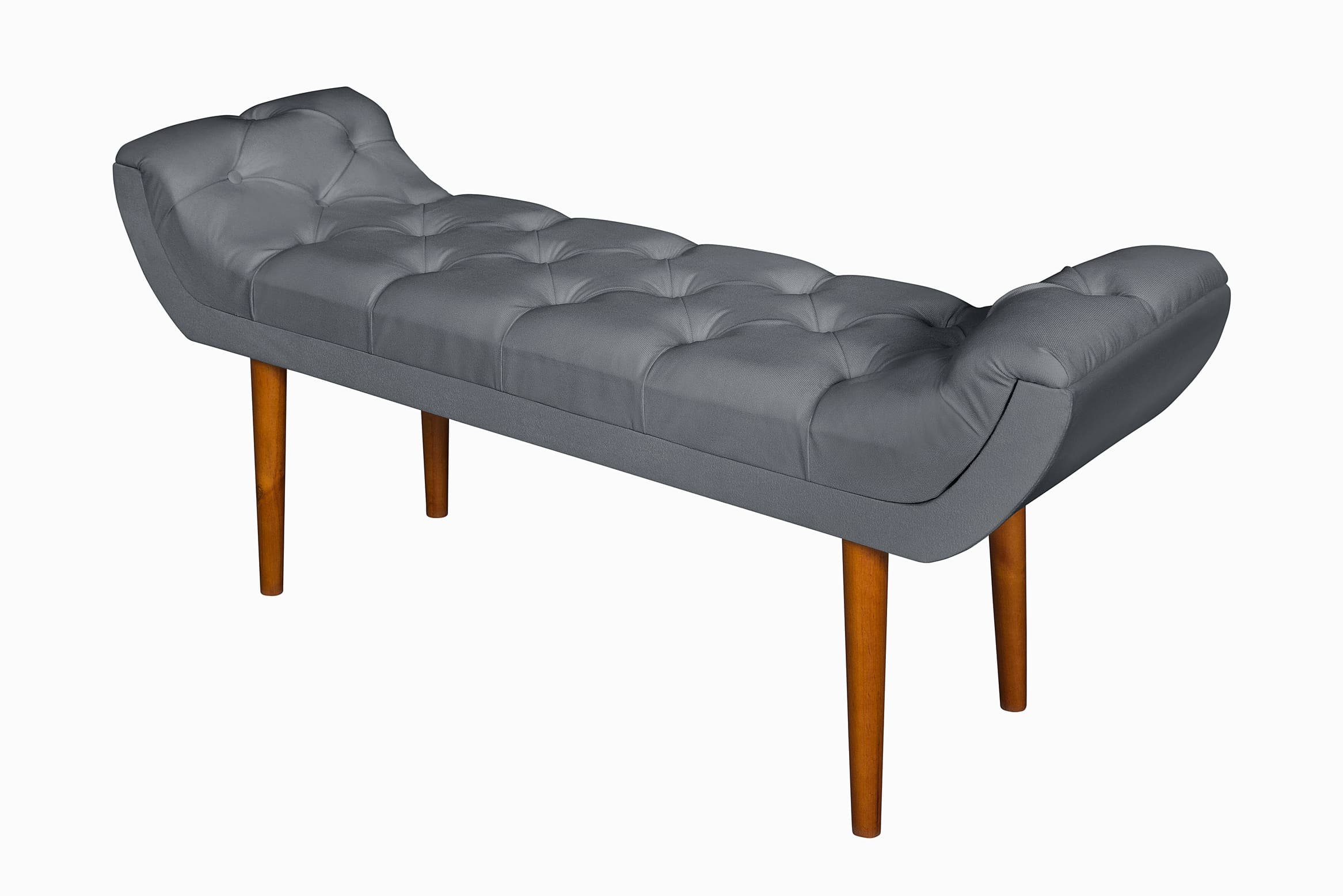 Recamier Puff Banco Quarto Mônaco 130cm Suede Pavia:Cinza | MadeiraMadeira