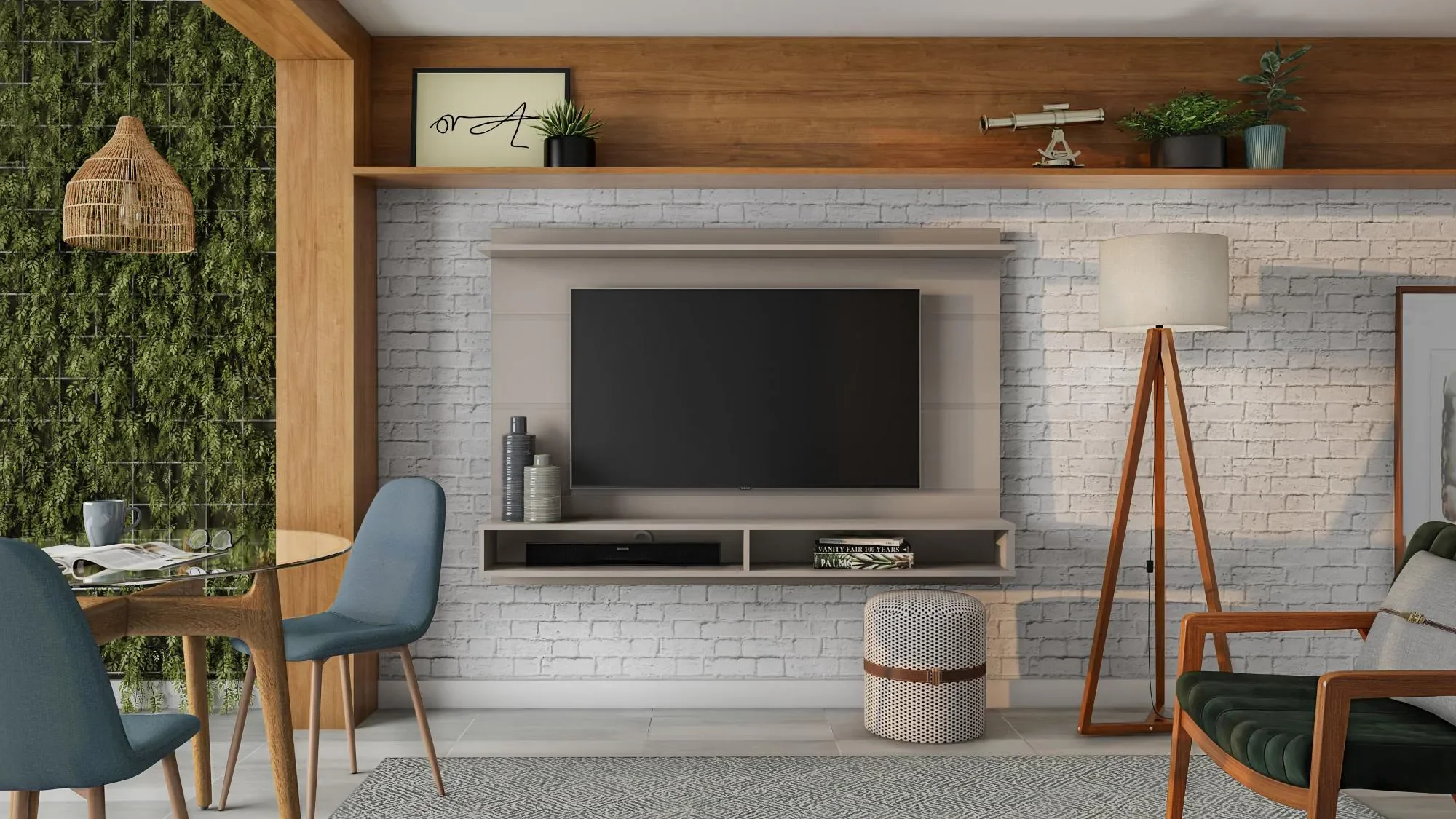 Painel para TVs Até 65 Polegadas Off White Marte Tebarrot Móveis | MadeiraMadeira