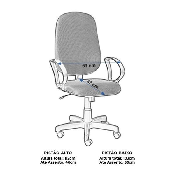 Cadeira de Escritório Giratória Presidente com Braços Digitador Azul ...