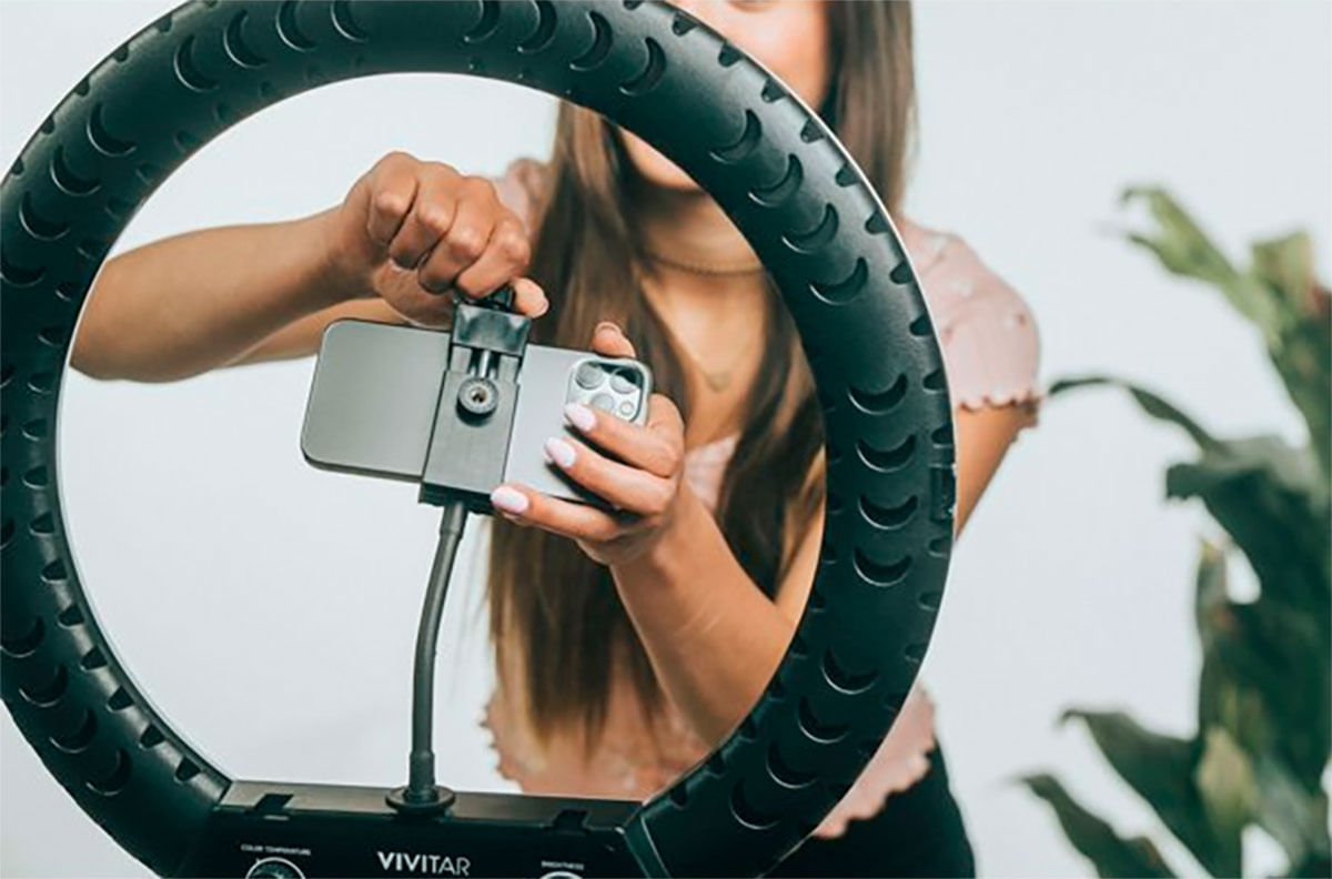 Luminária Ring Light 18 polegadas c/ Tripé, controle remoto e encaixe para Smartphone ...