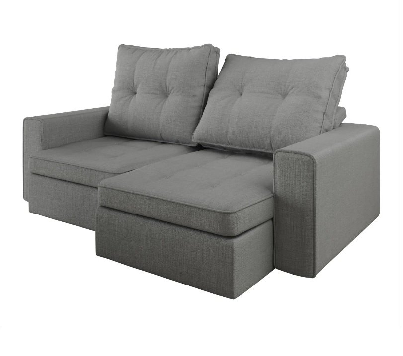 Sofá Retrátil Alfa 210 cm - Linho Cinza Renorma | MadeiraMadeira