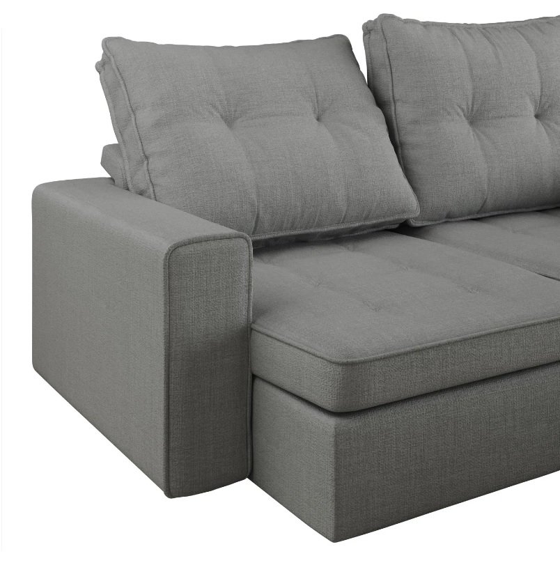 Sofá Retrátil Alfa 210 cm - Linho Cinza Renorma | MadeiraMadeira