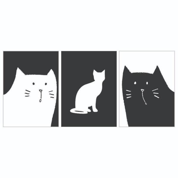Quadro gatos meow para decoraçao 22x30 | MadeiraMadeira