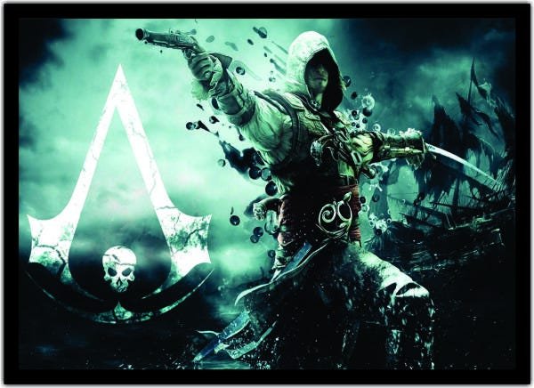 Quadro Decorativo Assassins Creed Games Jogos Com Moldura 02