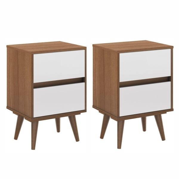 Conjunto Mesa de Cabeceira Oxford Montana Branco | MadeiraMadeira