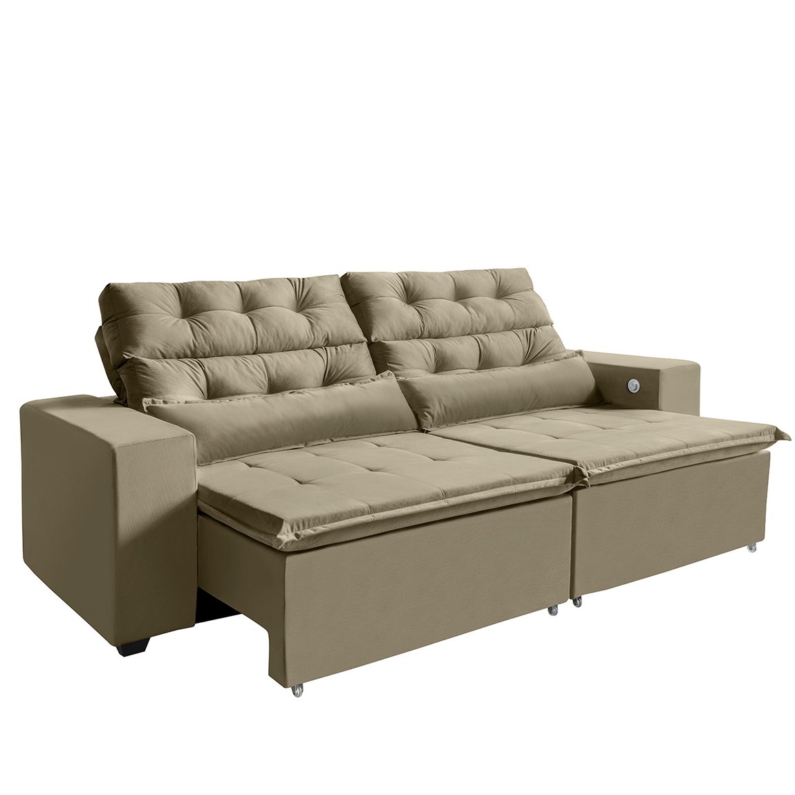 Sofá USB, 4 Lugares América 252 Cm Tecnologia Carregamento 3 Portas Cor ...