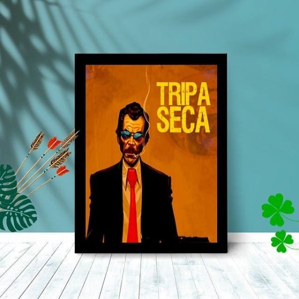 Quadro Decorativo Seu Madruga Tripa Seca com Moldura e Vidro:Preto ...