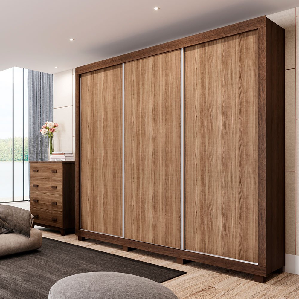 Guarda Roupa Honduras Plus com 03 Portas Deslizante 5 Gavetas Móveis ...