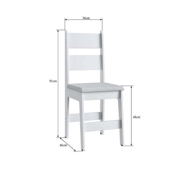 Conjunto Mesa Fixa 4 Cadeiras MDF Milano Branco Lilies | MadeiraMadeira