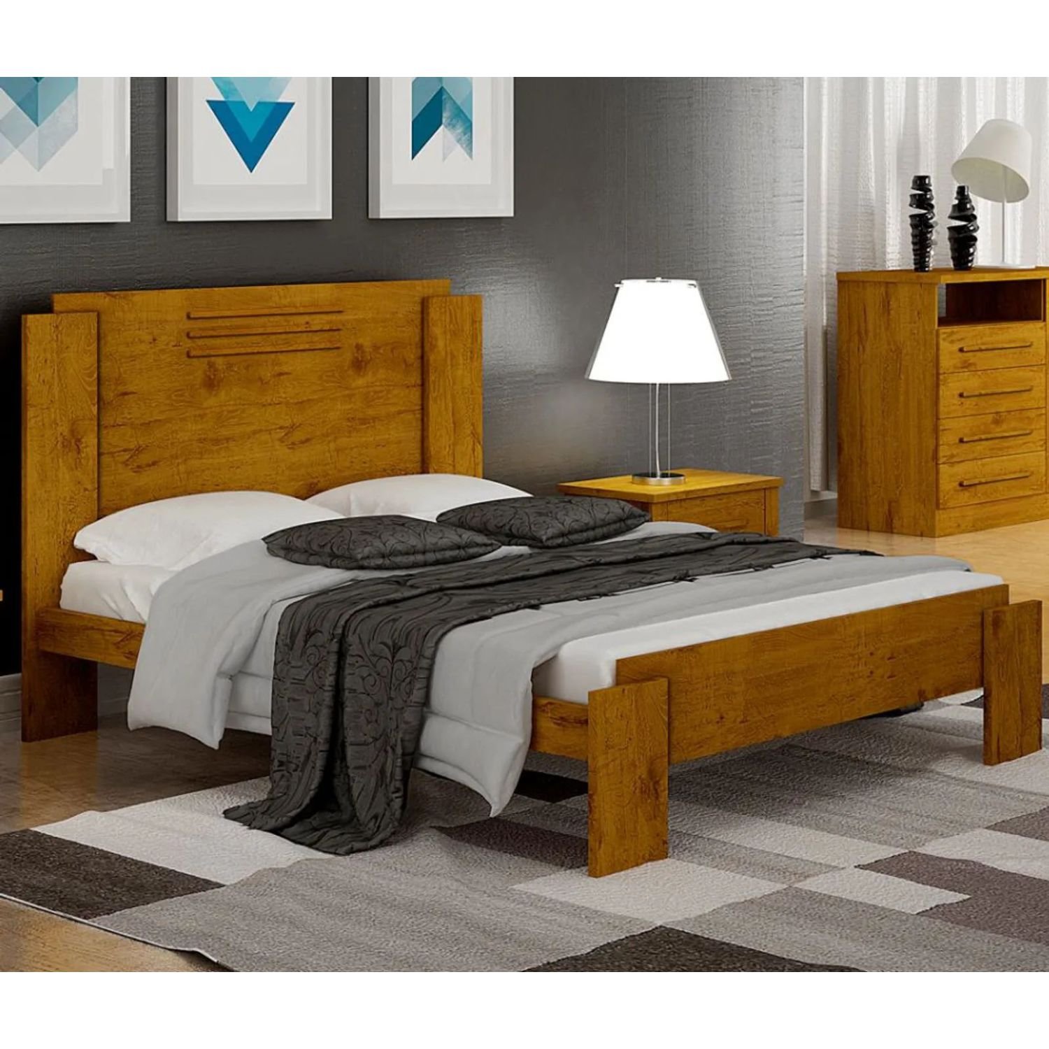 Cama Casal Dallas Salleto Móveis Cedro | MadeiraMadeira