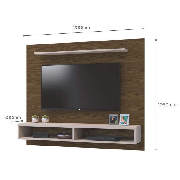 Painel para TV até 50 Polegadas 2 Nichos Topázio Contemporâneo Mavaular ...