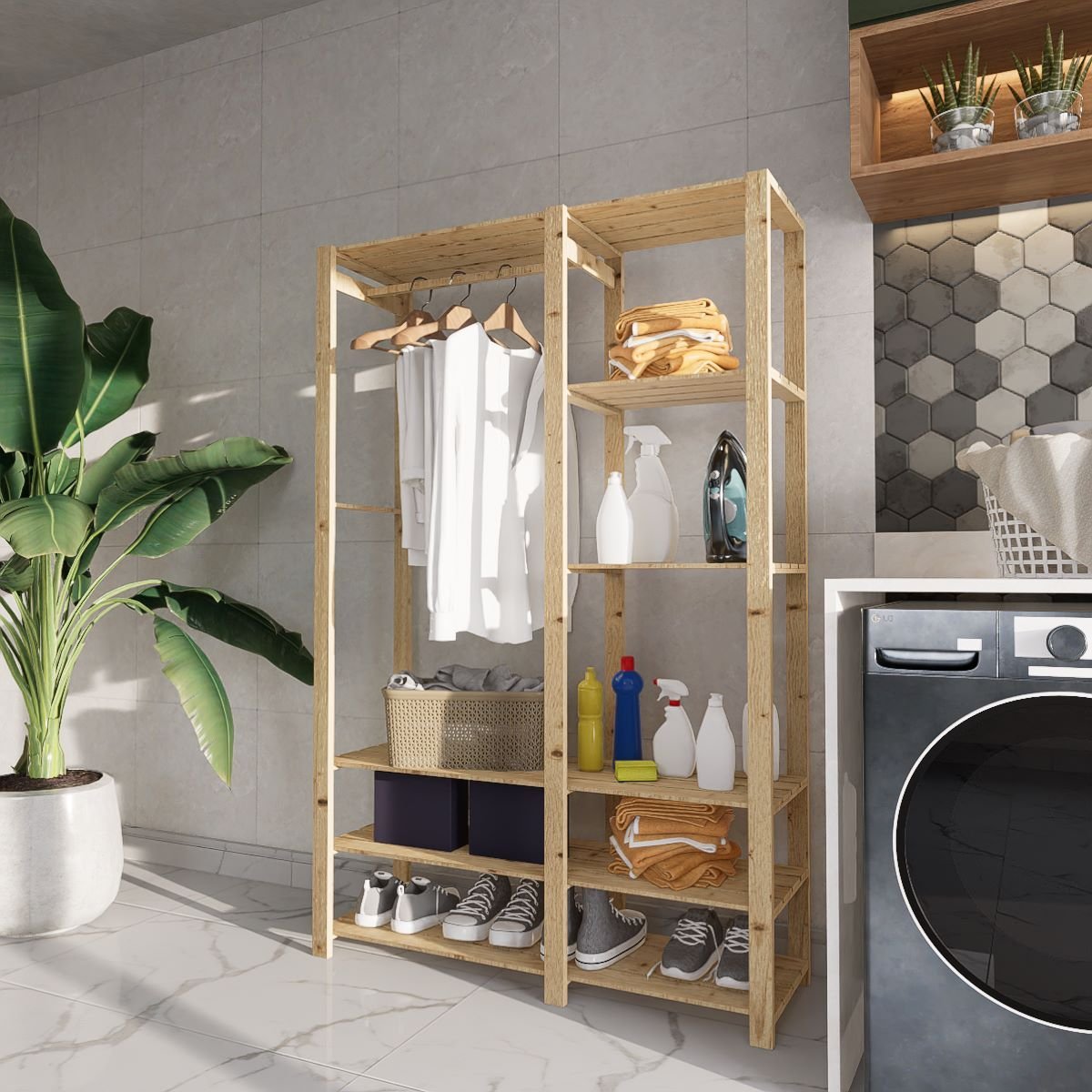 Arara de Chão Para Organizar MUEBLES DESIGN Arara de roupas pinus ...