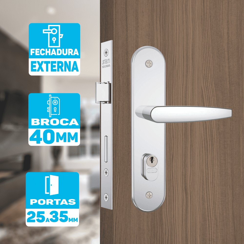 Fechadura para Porta de Casa Externa 40mm Inox Stam Fech. 804/33 - Esp ...
