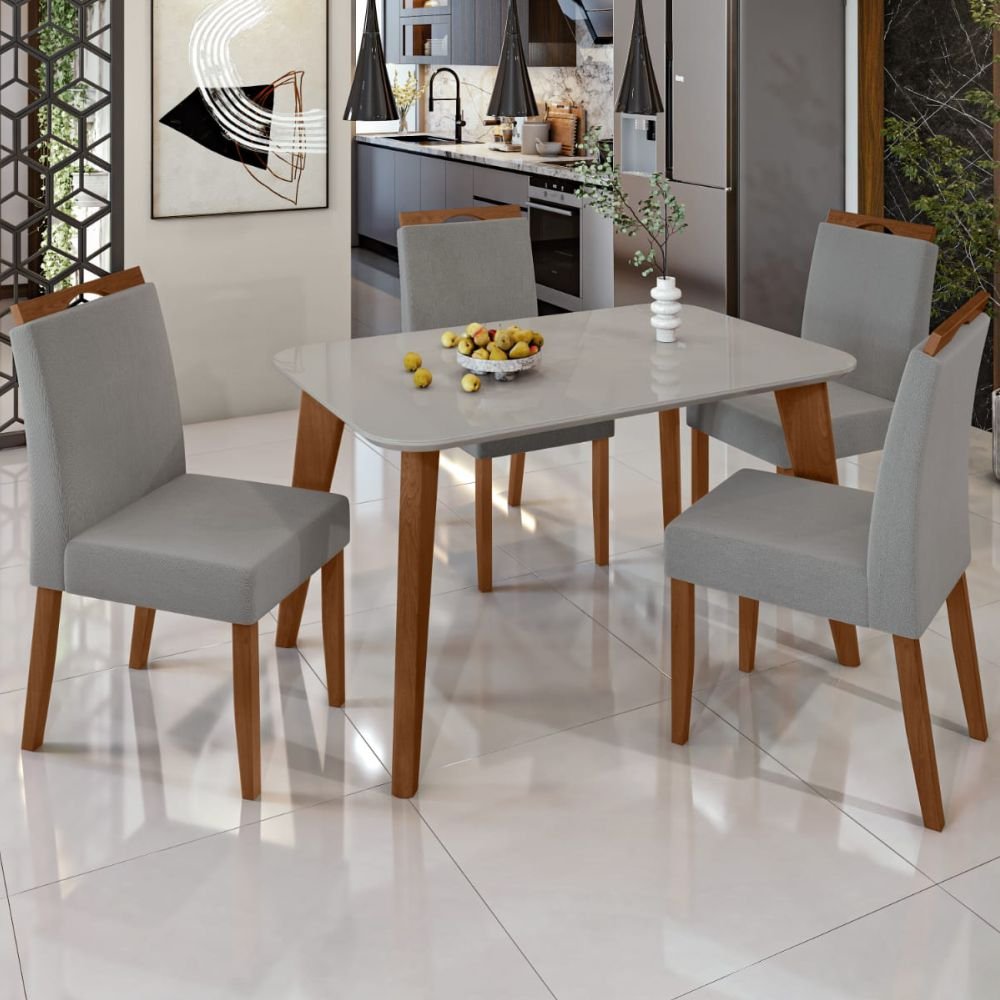 Conjunto Sala de Jantar Roma 1,20m com 4 Cadeiras Sara Móveis Valverde ...