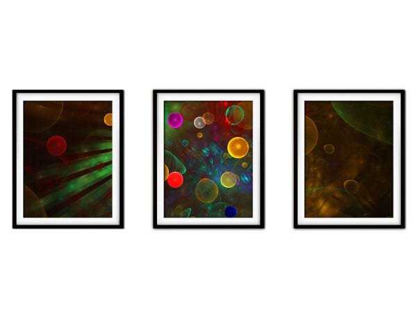 Quadro mdf preto 55x110 universo colorido mod 178 | MadeiraMadeira