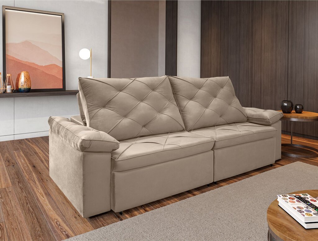 Sofá Leblon 2,50 Konfort Tc 7032 - Veludo Marrom Claro | MadeiraMadeira