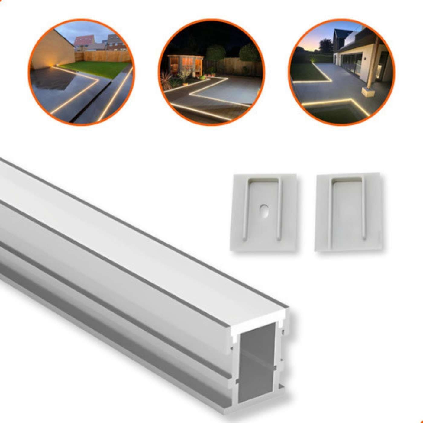 Perfil de Led Alumínio Embutir Ip65 2m para Piso e Solo Garagem e Áreas ...