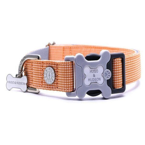 Coleira Orange Gingham Hugo and Hudson - Grande | MadeiraMadeira