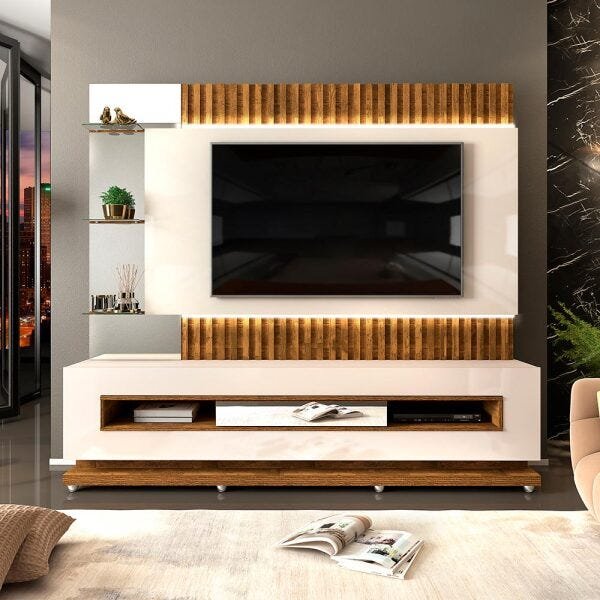 Home Moderno para TV até 60 Polegadas Ripado com LED 100% MDF Lumus ...