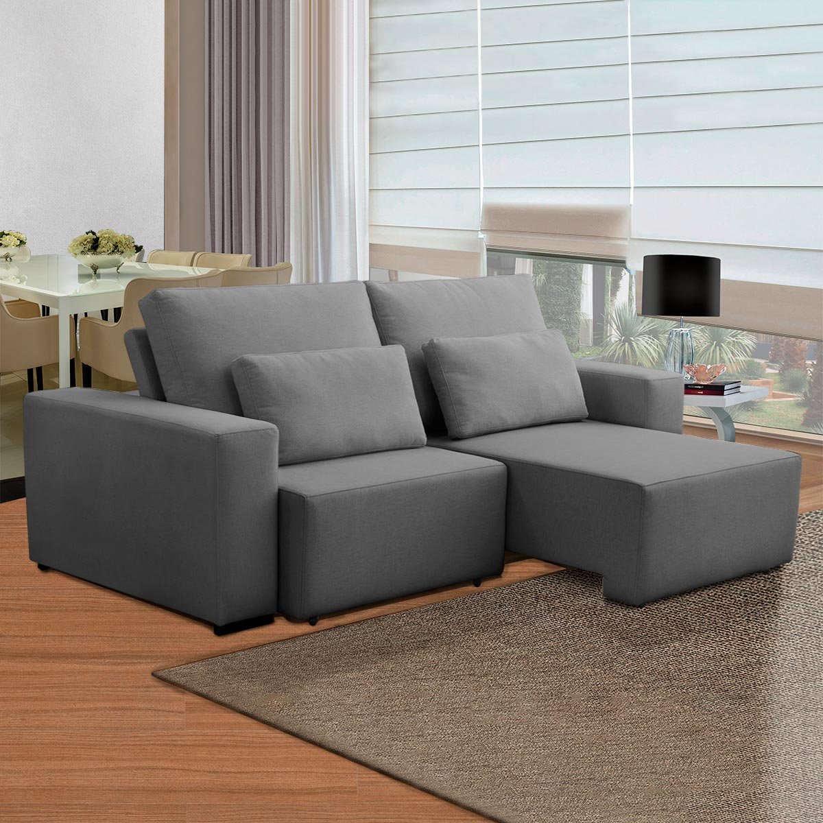 Sofá Retrátil 5 Lugares 270 Cm Reclinável Espuma D28 Mola Ensacada ...