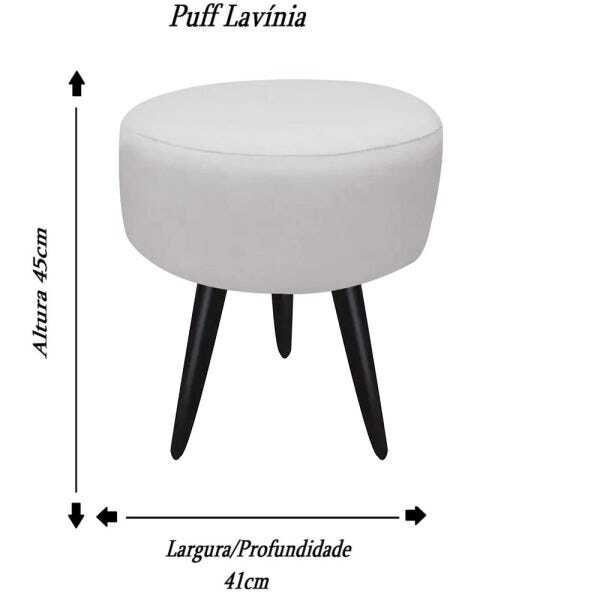 Puff Banquinho Lavínia Suede Liso Branco - Pés Palito Tabaco ...