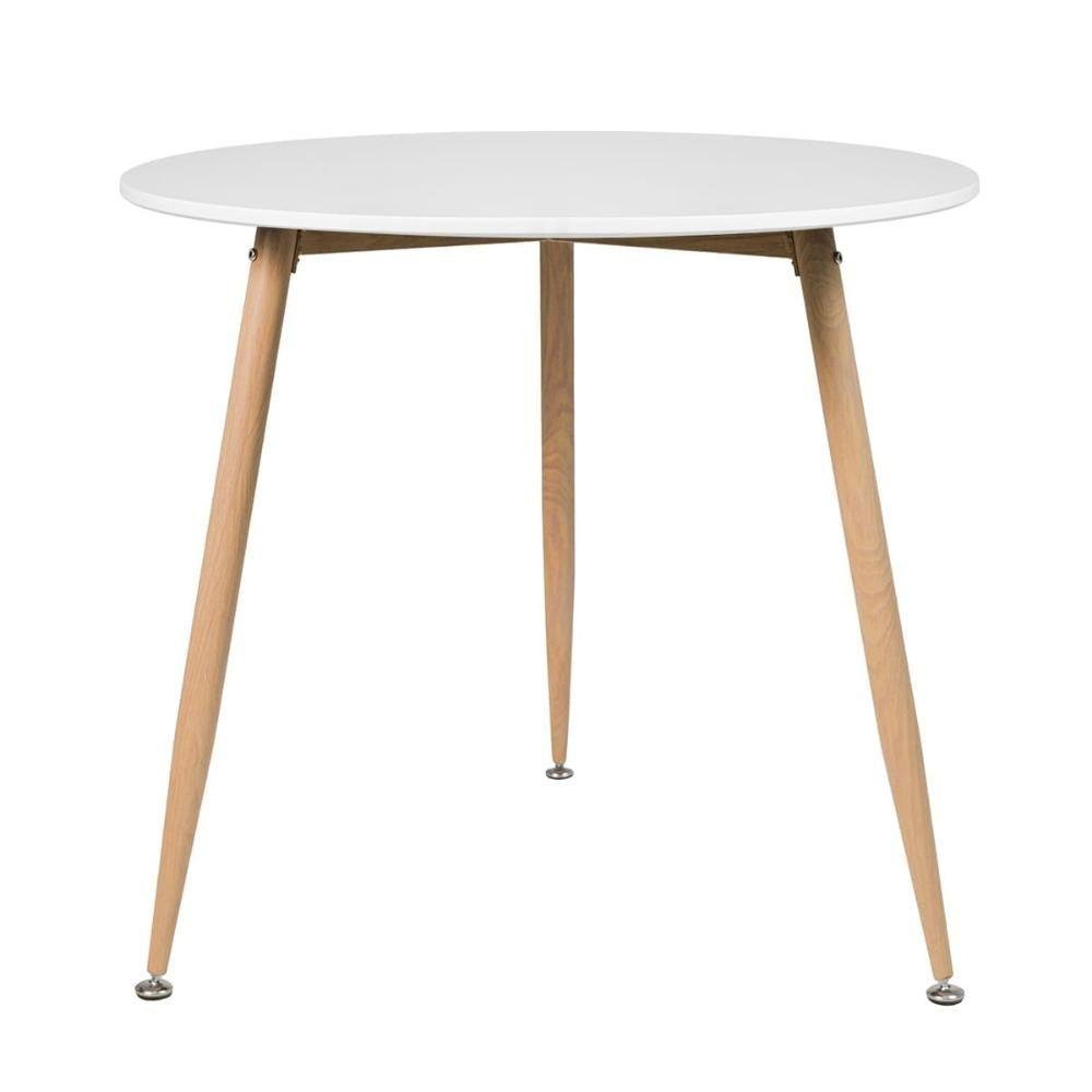 Mesa Redonda 80 Cm Branco + 3 Cadeiras Azul Petróleo Azul Petróleo ...