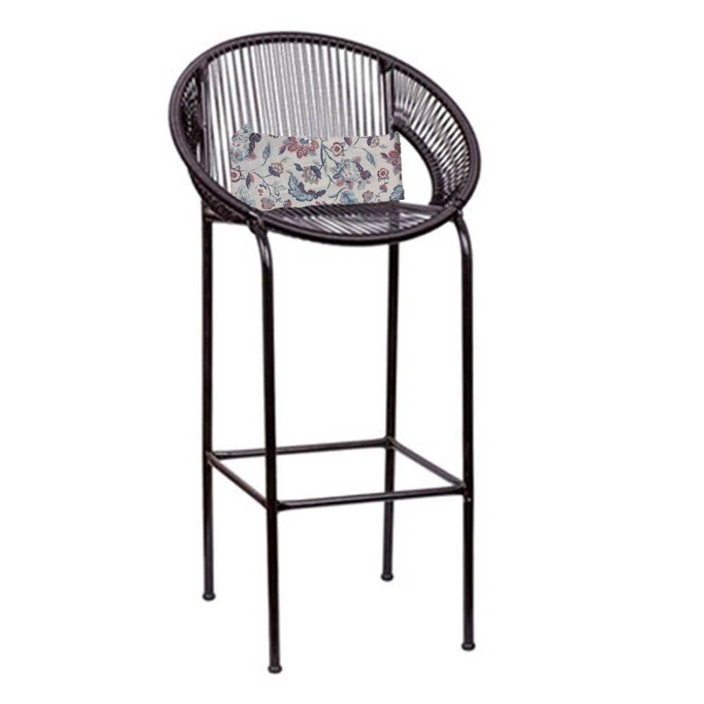 Banqueta Fibra Sintética Preto E Almofada Flores Ah12 - Ahazzo Móveis ...