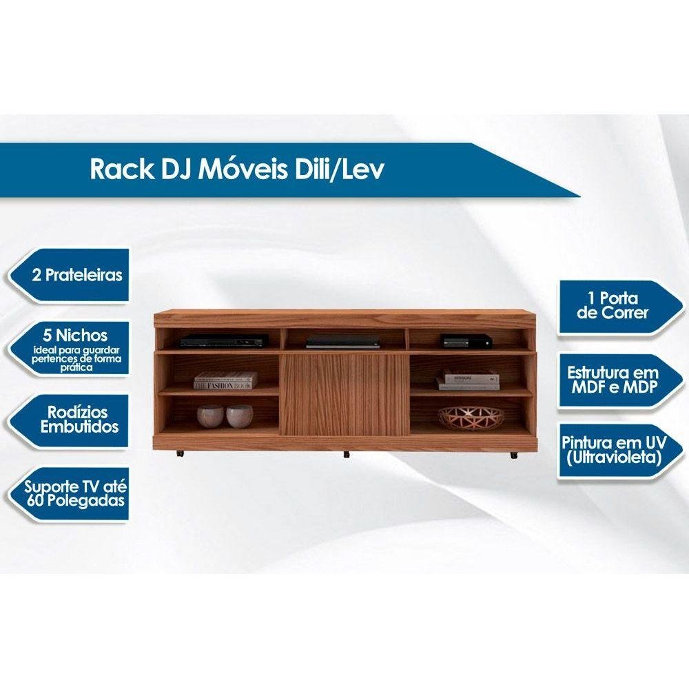 Rack para TV Dili até 60 Polegadas c/ 1 Porta de Correr e 7 Nichos Carvalho/Off White - DJ ...