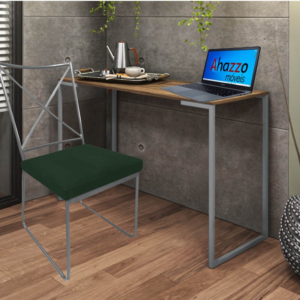 Kit Escritório Clark Cadeira e Mesa Industrial Ferro Cinza Tampo MDF ...