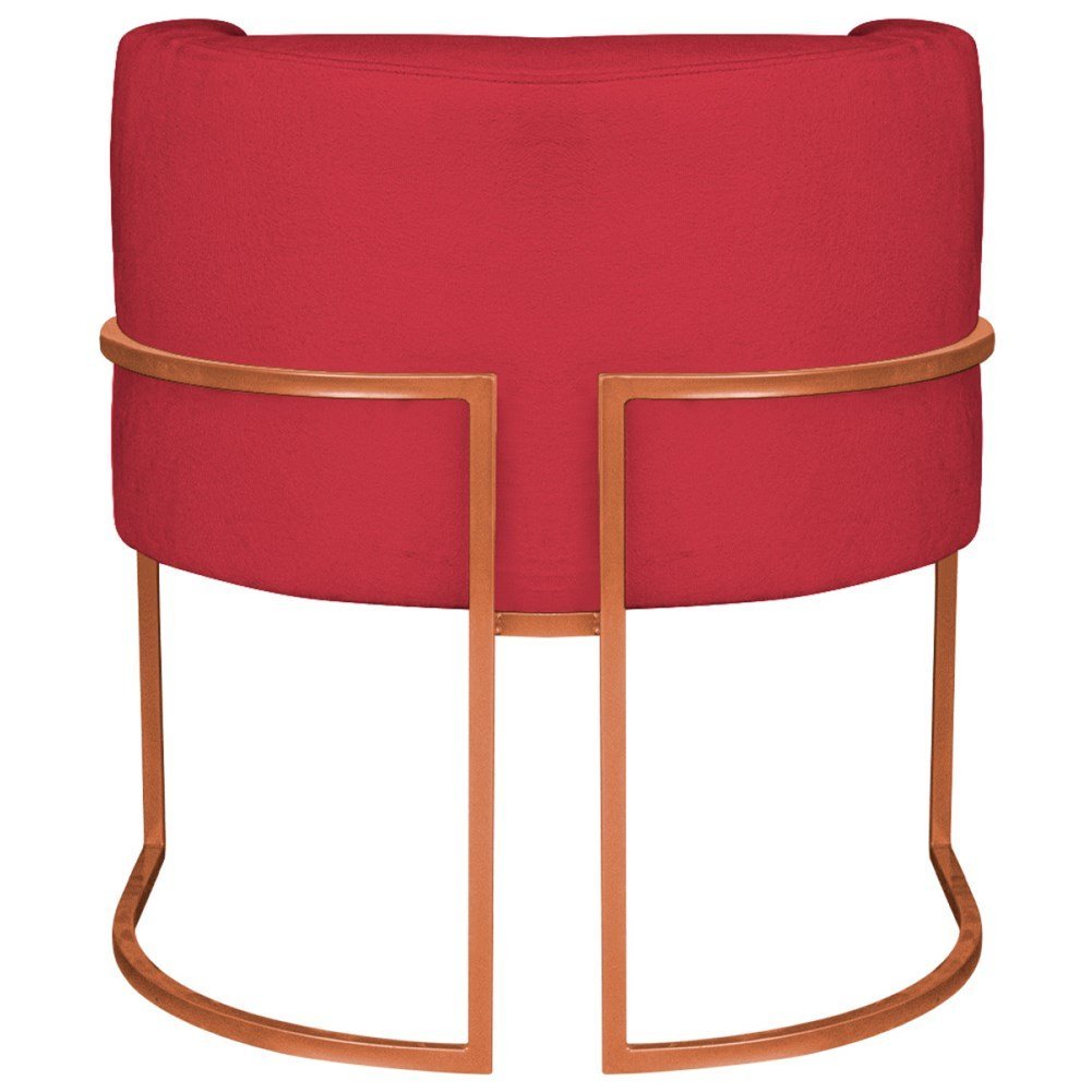 Poltrona Decorativa Luna Base de Ferro Bronze Suede Vermelho | MadeiraMadeira