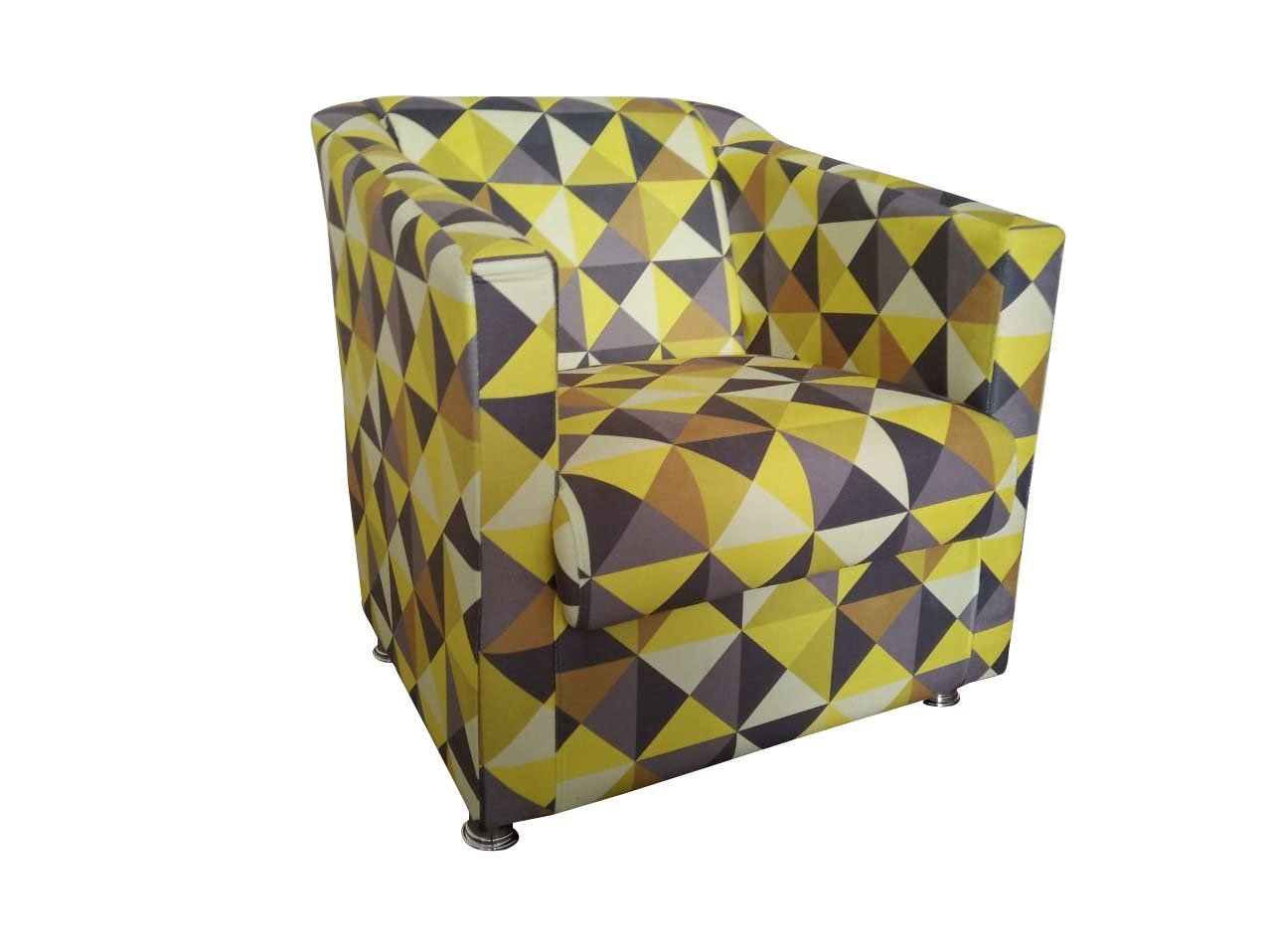 Poltrona Decorativa Biane Suede Triângulo Amarelo Pés Cromado Ms Decor ...