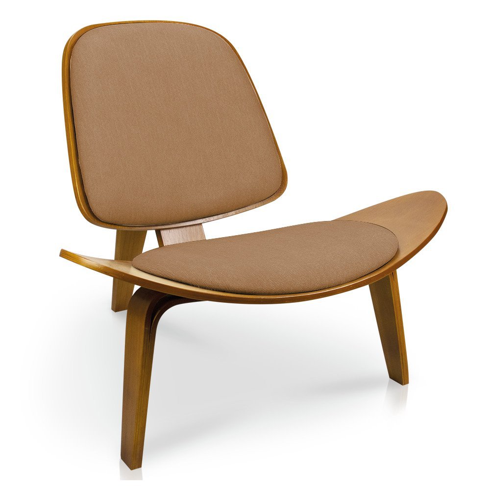 Poltrona Shell Corino Texturado Marrom Base de Madeira Castanho - D'Rossi DRossi | MadeiraMadeira