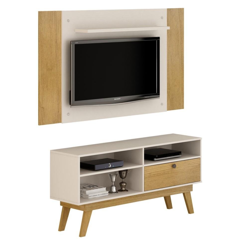 Rack Com Painel Home Para TV 50 Polegadas Sala De Estar Quarto 1 Porta ...