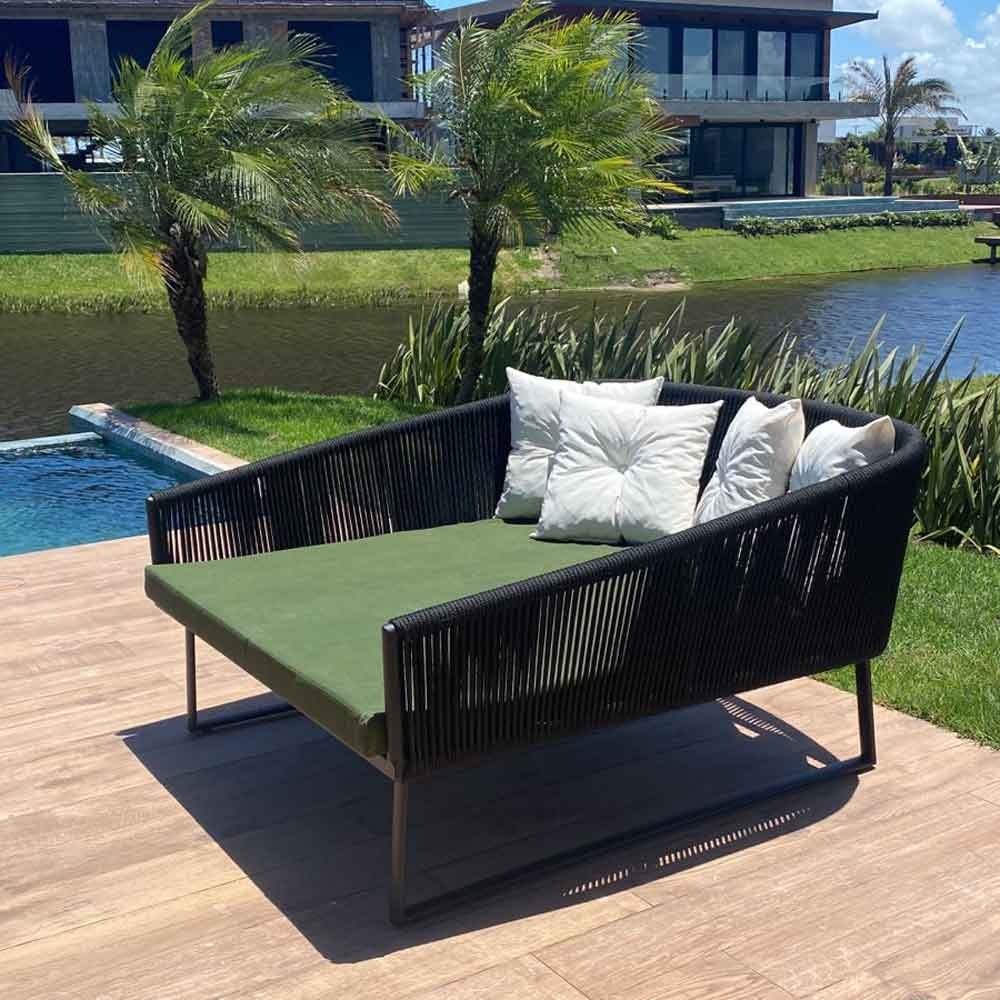 Chaise Quadrada Maldivas Em Corda Náutica - Tecido Duna Bandeira ...