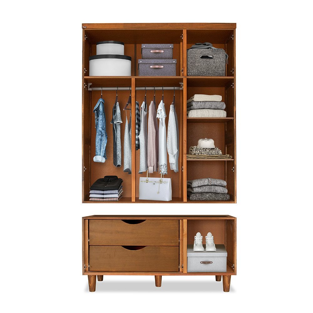 Guarda Roupa Solteiro Madeira Maciça Retrô Rústico com Espelho Maranhão ...