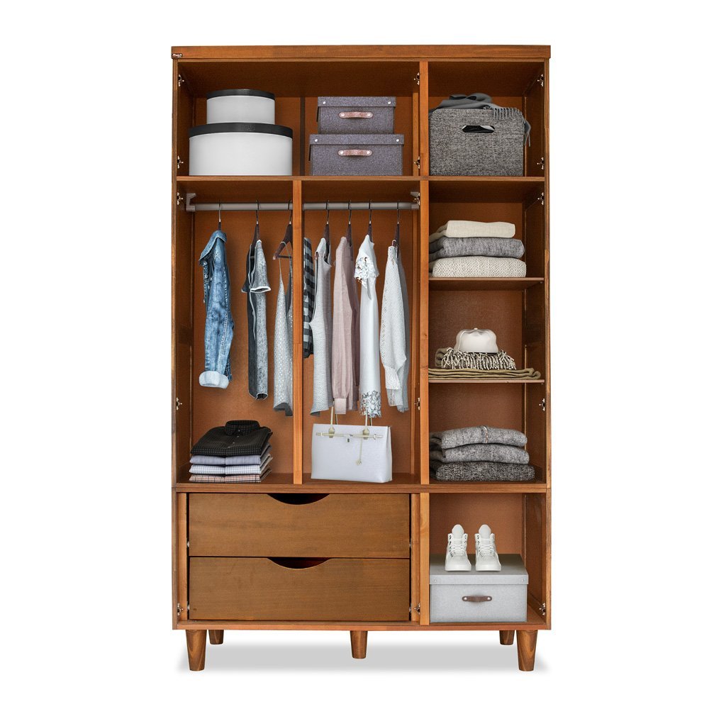 Guarda Roupa Solteiro Madeira Maciça Retrô Rústico com Espelho Maranhão ...