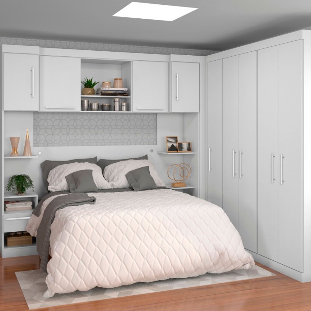 Quarto Modulado Casal de Canto 9 Portas 4 Gavetas Com Ponte de 1,50m ...