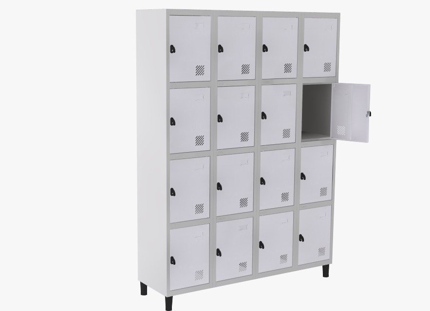 Roupeiro De Aço Guarda-volume Locker 16 Portas Montável Branco ...