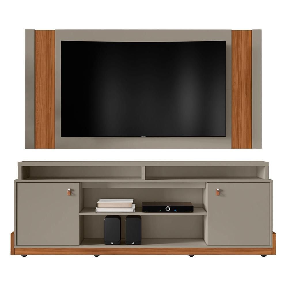 Rack Bancada Montana com Painel Real Grigio Fosco/cinamomo Mel para Tv ...