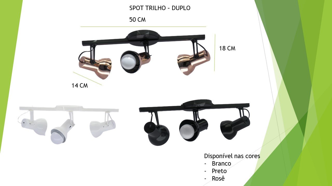 SPOT TRILHO TRIPLO PRETO - DOUBLE | MadeiraMadeira