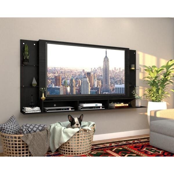 Painel para TV 65 Polegadas com Prateleiras Vidro Braga Plus ...