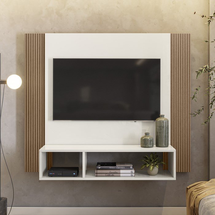 Painel Para TV 40 Polegadas 13949 Off White Cristal Ripado Madeira Dmad ...