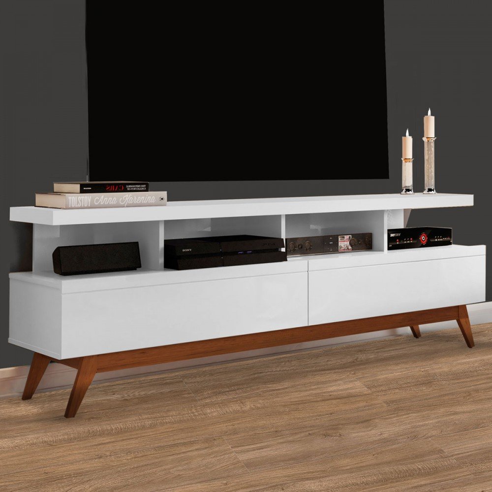 Rack para TV Até 60 Polegadas Vivare Wood 2 Gavetas Branco - Giga ...
